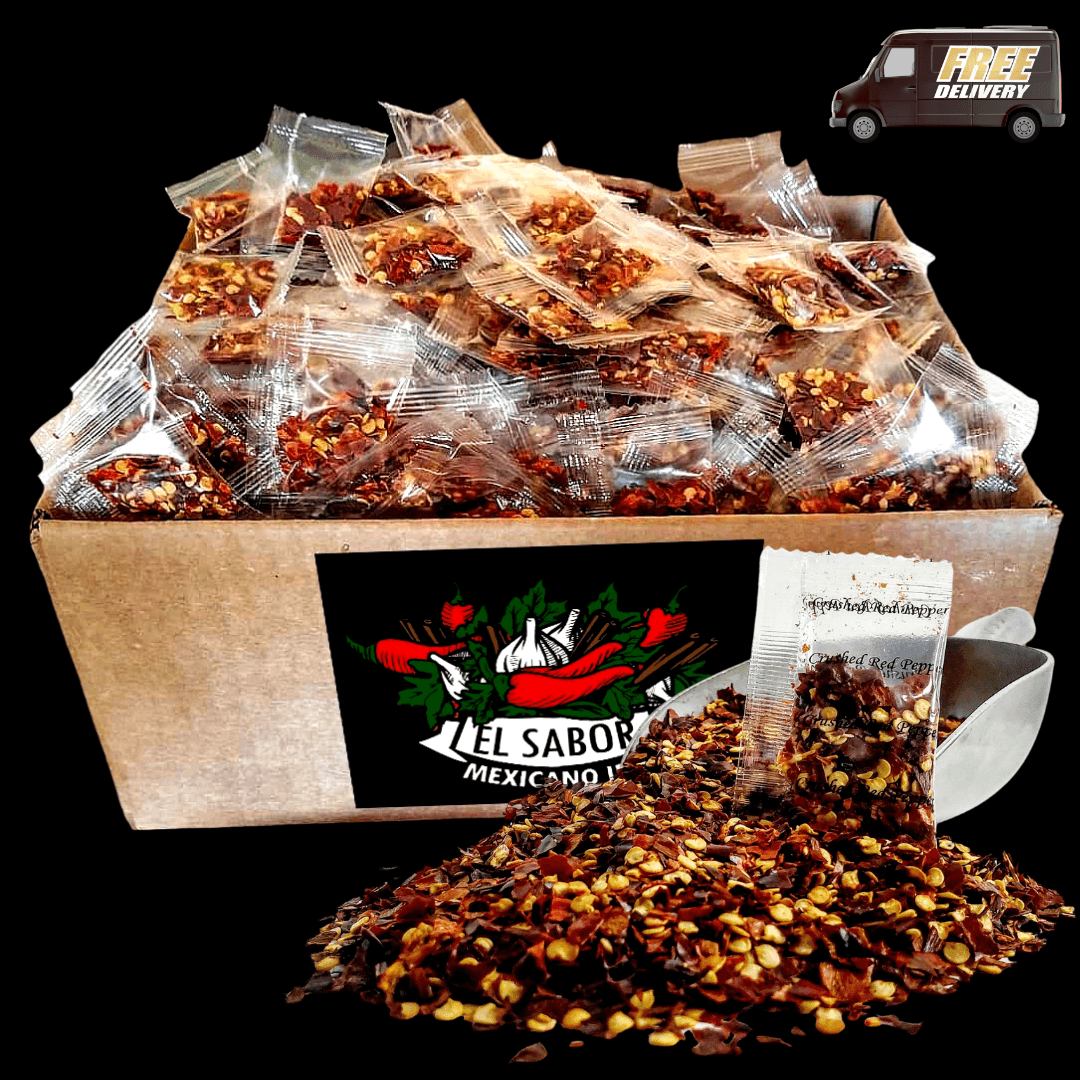 Crushed Red Pepper 500 – Box of 500 Single-Serve Seasoning Sachets – El ...